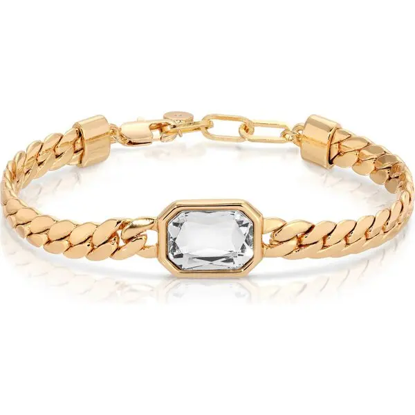 Ettika Deco Crystal Cuban Chain Bracelet - Gold
