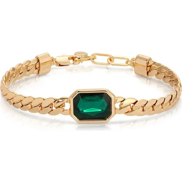 Ettika Deco Crystal Cuban Chain Bracelet - Green