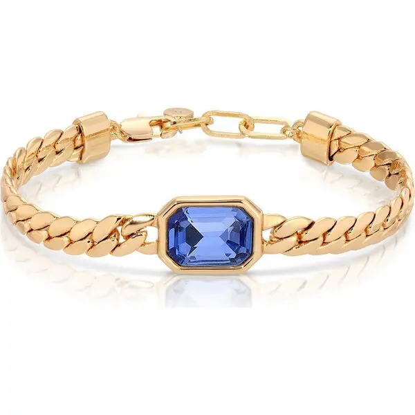 Ettika Deco Crystal Cuban Chain Bracelet - Sapphire