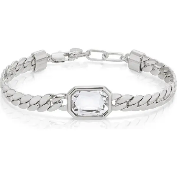Ettika Deco Crystal Cuban Chain Bracelet - Silver