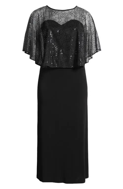 CONNECTED APPAREL Sequin Cape Gown