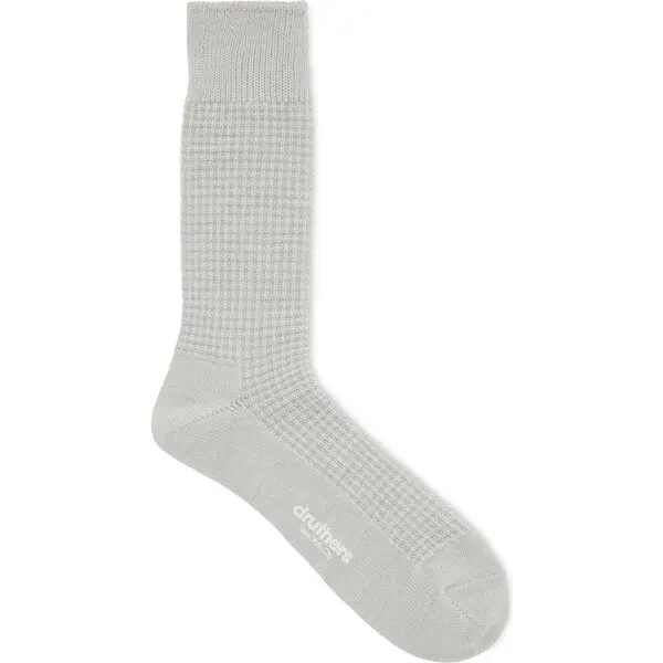 DRUTHERS NYC Merino Wool Waffle Crew Socks - Lt Grey