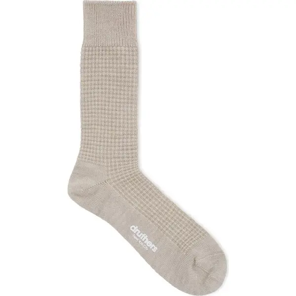 DRUTHERS NYC Merino Wool Waffle Crew Socks - Sand