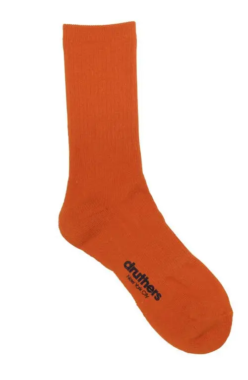 DRUTHERS NYC Organic Cotton Everyday Crew Sock - Dark Orange