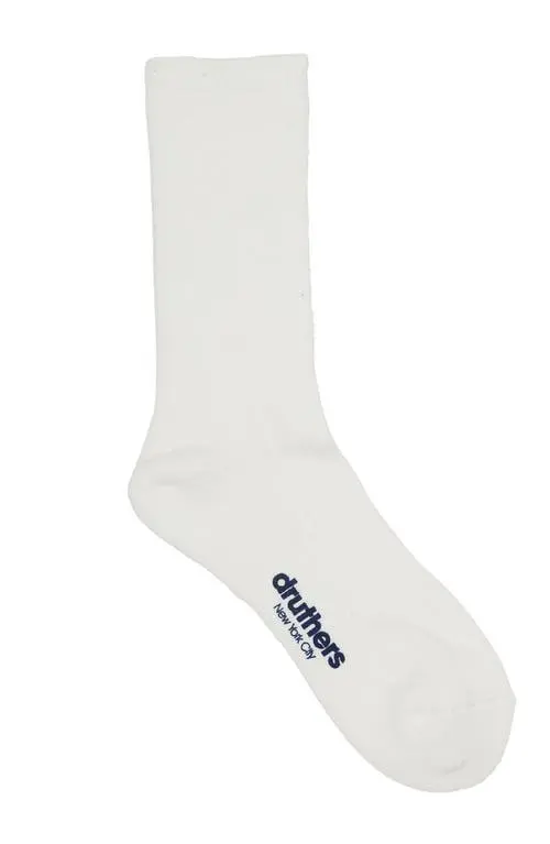 DRUTHERS NYC Organic Cotton Everyday Crew Sock - White