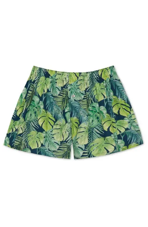 DRUTHERS NYC Organic Cotton Lauae Print Boxer Short - Navy Green