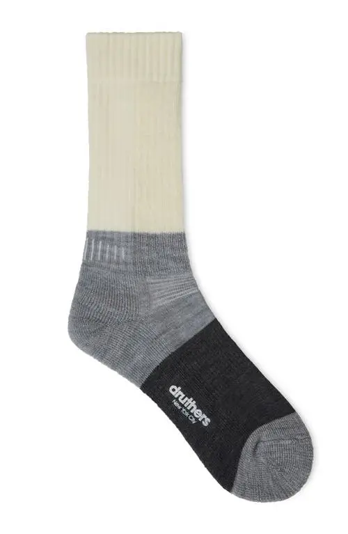 DRUTHERS NYC Vivo Merino Wool Boot Socks - Grey Stripe