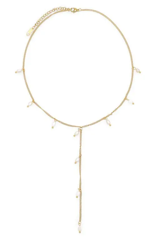 PETIT MOMENTS Freshwater Pearl Station Y-necklace - Gold