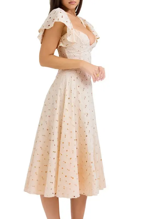 House Of Cb Amaya Flutter Sleeve Lace Midi Dress