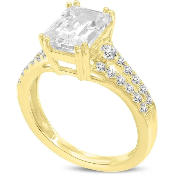 LUVMYJEWELRY 2.04 Ct Emerald Cut Lab Grown Diamond Ring - 14k Yellow Gold