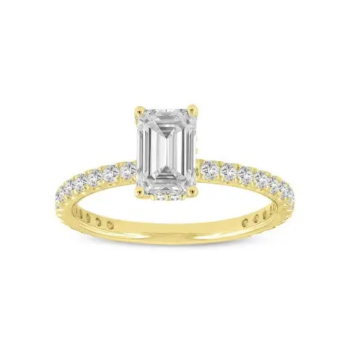 LUVMYJEWELRY 2.08ctw Emerald Cut Lab Grown Diamond Engagement Ring - 14k Yellow Gold