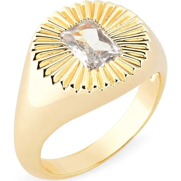 MIRANDA FRYE Ember Cubic Zirconia Sunburst Signet Ring - Gold