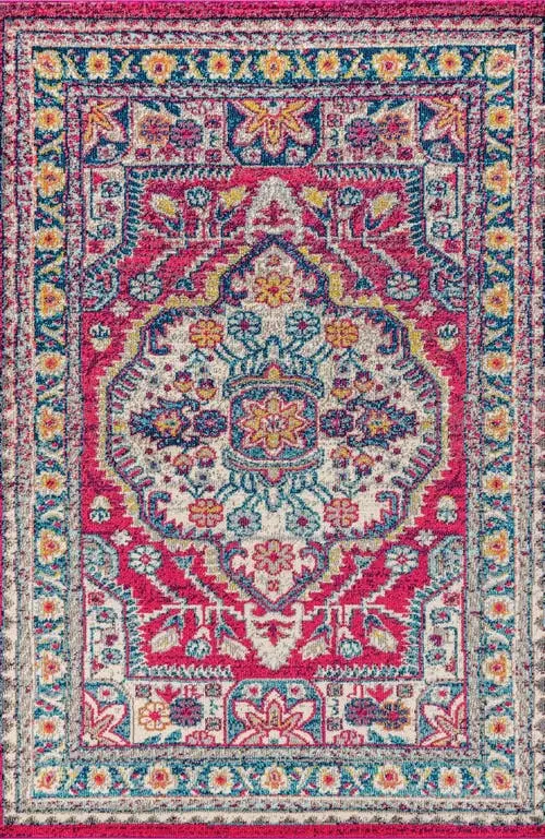 JONATHAN Y Bohemian Flair Boho Vintage Area Rug - Pink/ivory