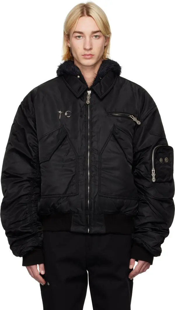 Thug Club A Wingless Bird' Bomber Jacket In Black - 16% Off
