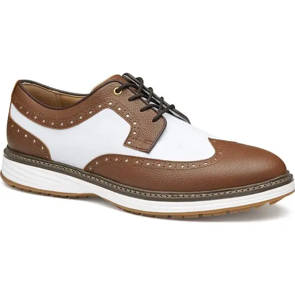Johnston & Murphy Upton Gl3 Luxe Hybrid Golf Shoe - Tan/ White Wp Scotch Grain