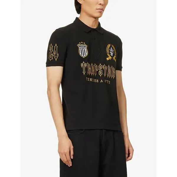 Trapstar Decoded Logo-Embroidery Cotton-Pique Polo Shirt - Black