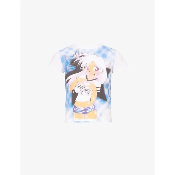 Ashley Williams Manga Graphic-Print Cotton-Jersey T-Shirt - Blue