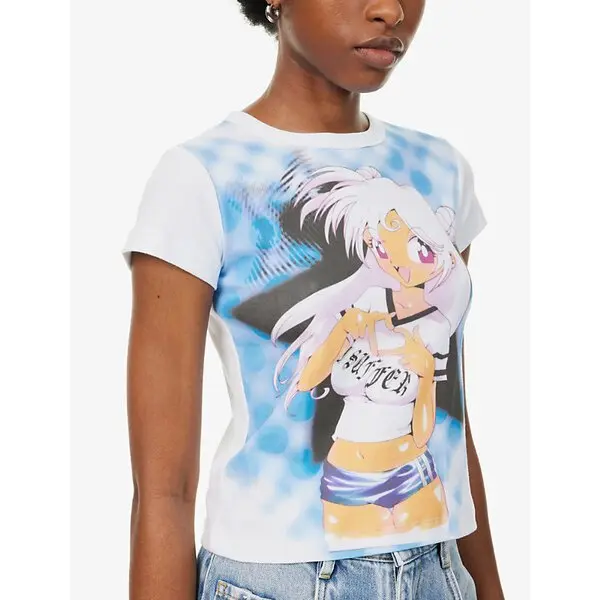 Ashley Williams Manga Graphic-Print Cotton-Jersey T-Shirt - Blue