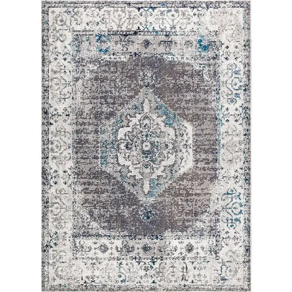 JONATHAN Y Ankara Vintage Medallion Area Rug - Gray/ivory