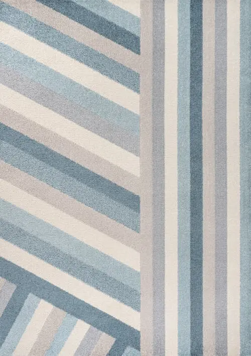 JONATHAN Y Retro Rainbow Contemporary Area Rug - Blue/cream/gray