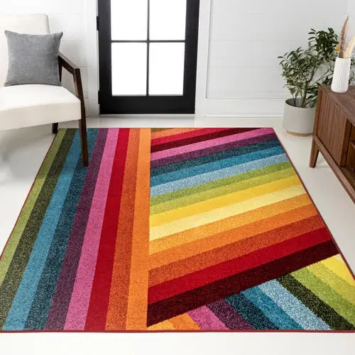 JONATHAN Y Retro Rainbow Contemporary Area Rug - Multi