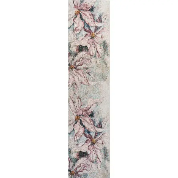 JONATHAN Y Giglio Modern Botanical Flower Area Rug - Pink/gray