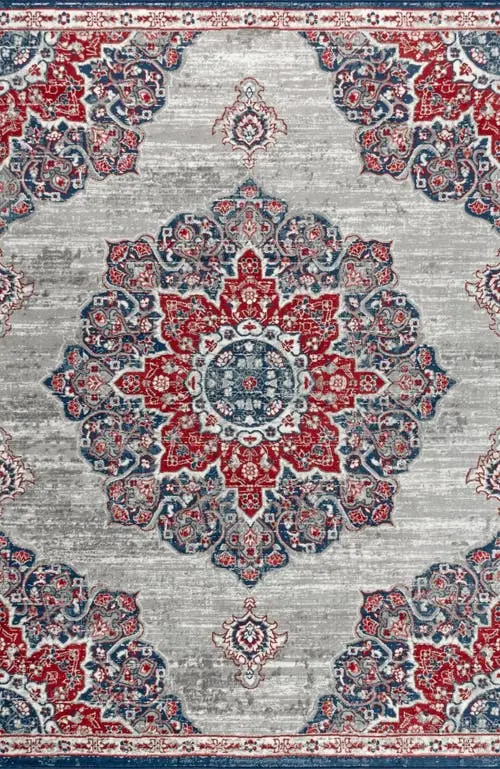 JONATHAN Y Modern Persian Vintage Moroccan Medallion Area Rug - Navy/red