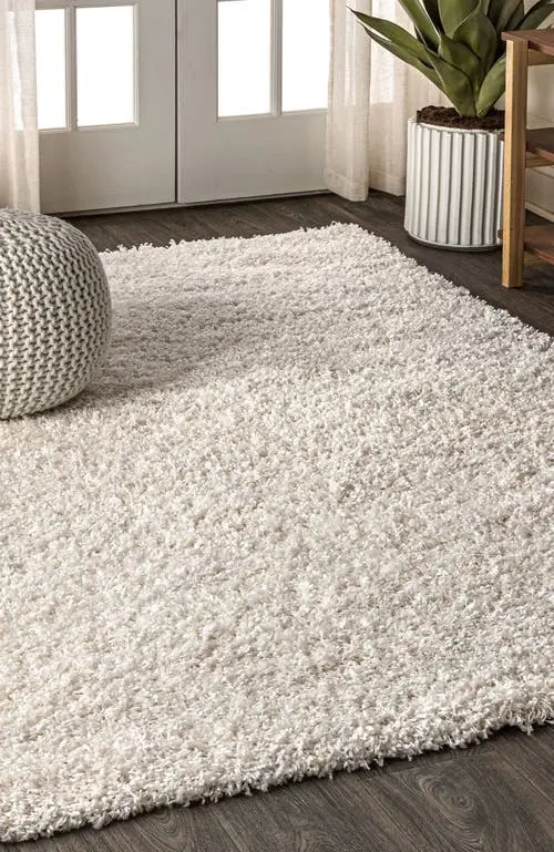 JONATHAN Y Mercer Shag Plush Area Rug - Cream