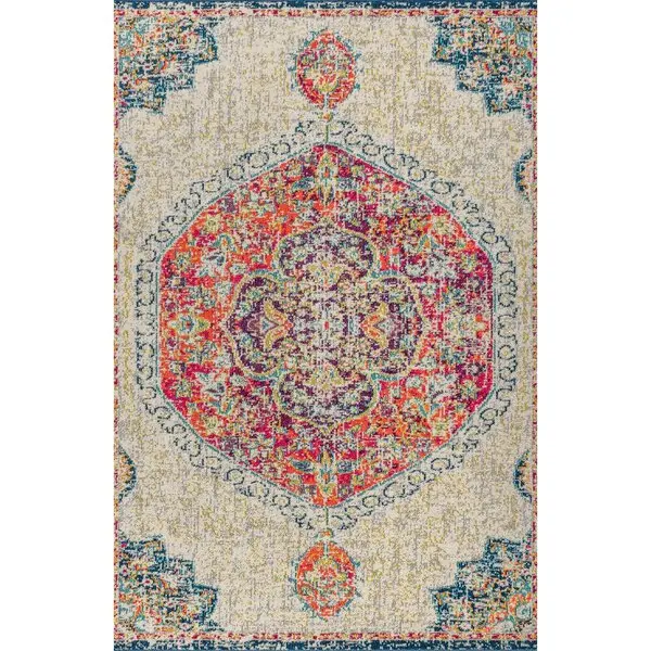 JONATHAN Y Bohemian Flair Boho Vintage Medallion Area Rug - Cream/orange