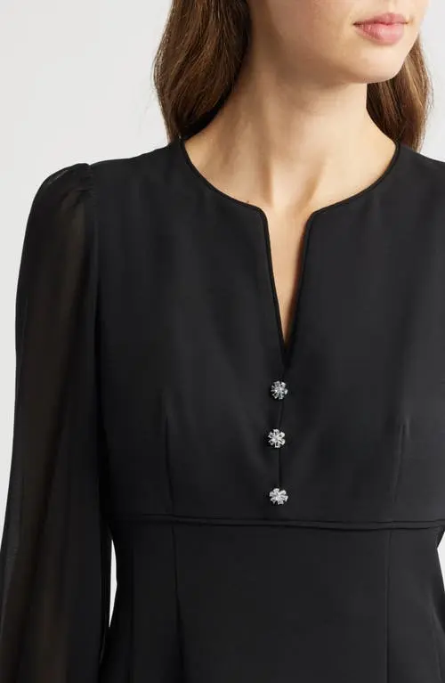 Anne Klein Sheer Long Sleeve Flare Dress In Anne Black (3qk) - 30% Off |  Editorialist