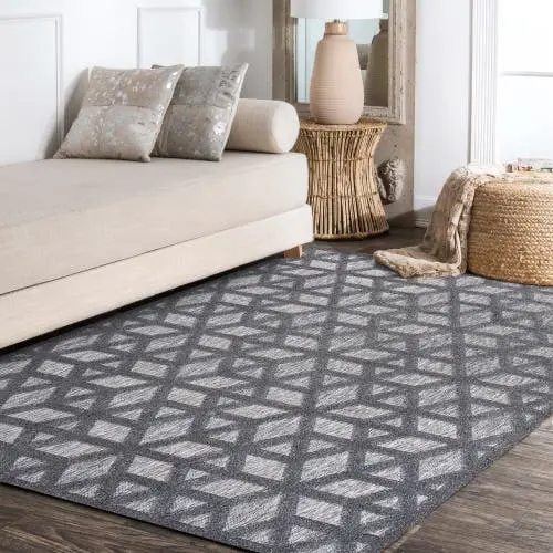 JONATHAN Y Talaia Neutral Geometric Indoor/outdoor Area Rug - Dark Gray