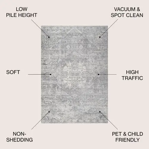 JONATHAN Y Modern Persian Vintage Medallion Area Rug - Gray