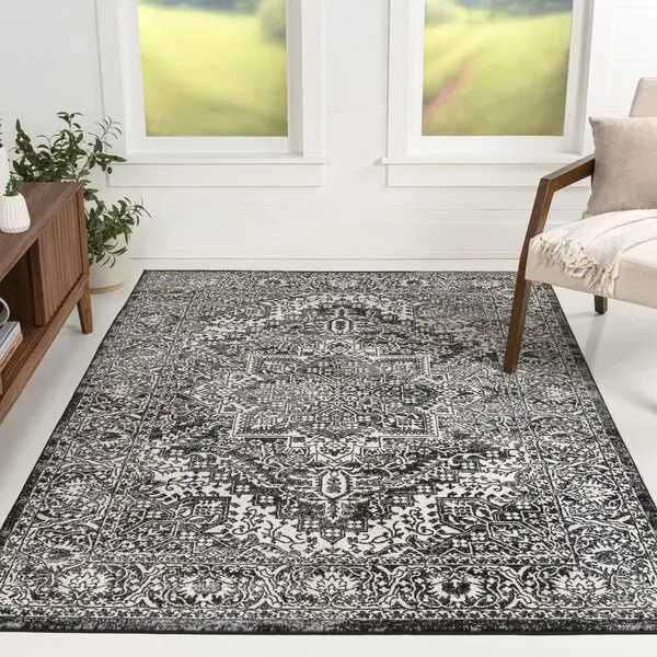 JONATHAN Y Modern Persian Vintage Medallion Area Rug - Black