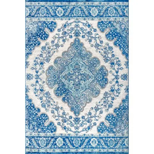 JONATHAN Y Bohemian Flair Boho Vintage Medallion Area Rug - Cream/blue