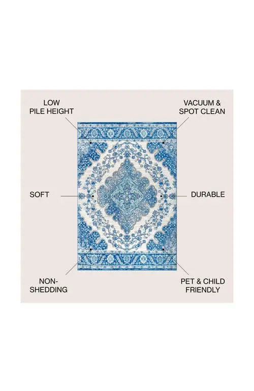 JONATHAN Y Bohemian Flair Boho Vintage Medallion Area Rug - Cream/blue