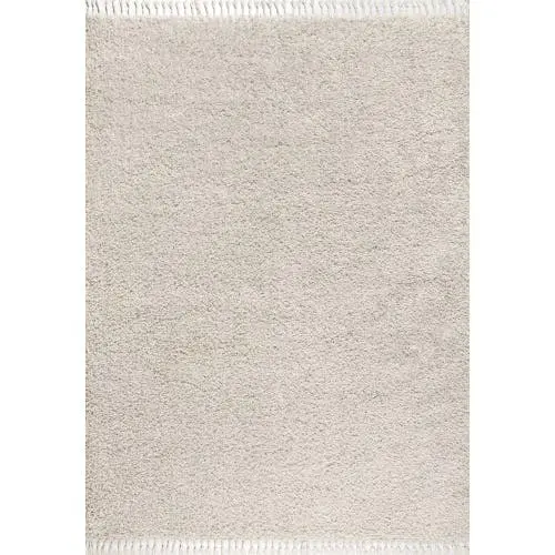 JONATHAN Y Mercer Shag Plush Tassel Area Rug - Cream