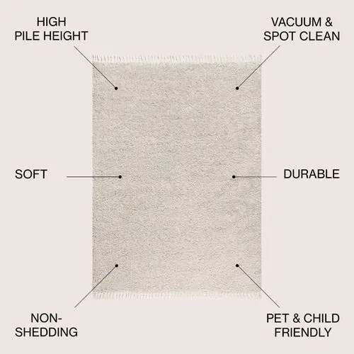 JONATHAN Y Mercer Shag Plush Tassel Area Rug - Cream
