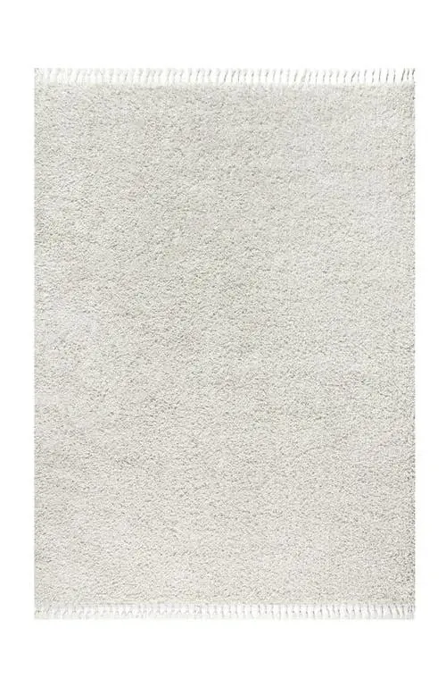 JONATHAN Y Mercer Shag Plush Tassel Area Rug - White