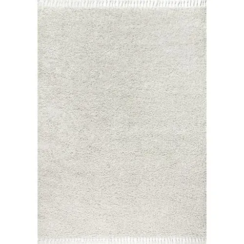 JONATHAN Y Mercer Shag Plush Tassel Area Rug - White