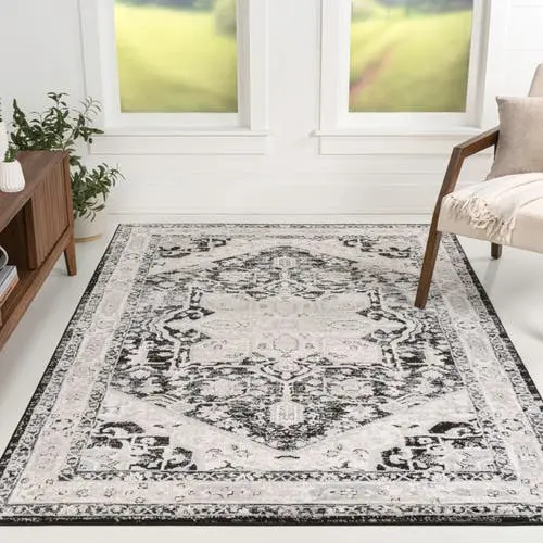 JONATHAN Y Modern Persian Vintage Medallion Area Rug - Black/ivory