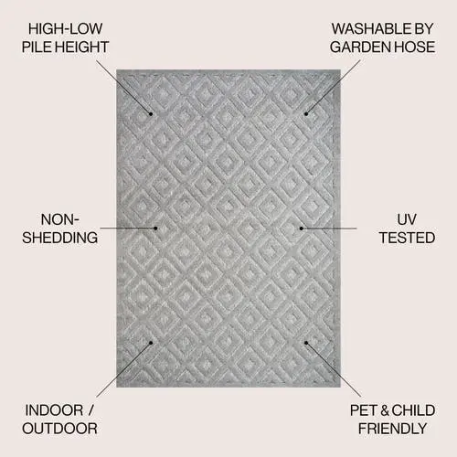 JONATHAN Y Portmany Neutral Diamond Trellis Indoor/outdoor Area Rug