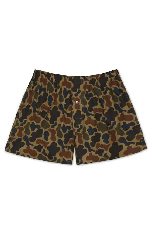 DRUTHERS NYC Organic Cotton Duck Camo Boxer Short - Khaki