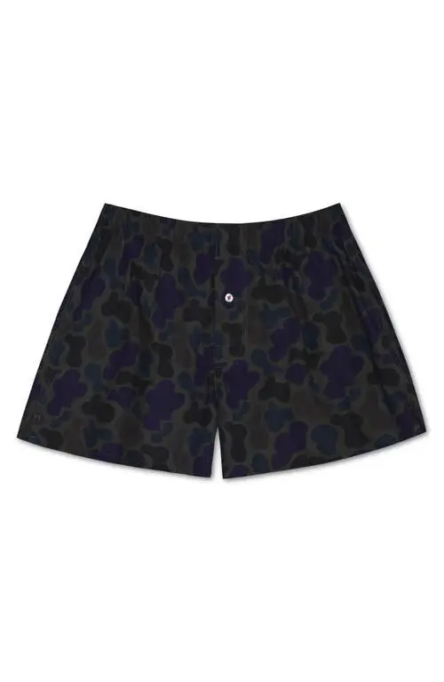 DRUTHERS NYC Organic Cotton Duck Camo Boxer Short - Navy