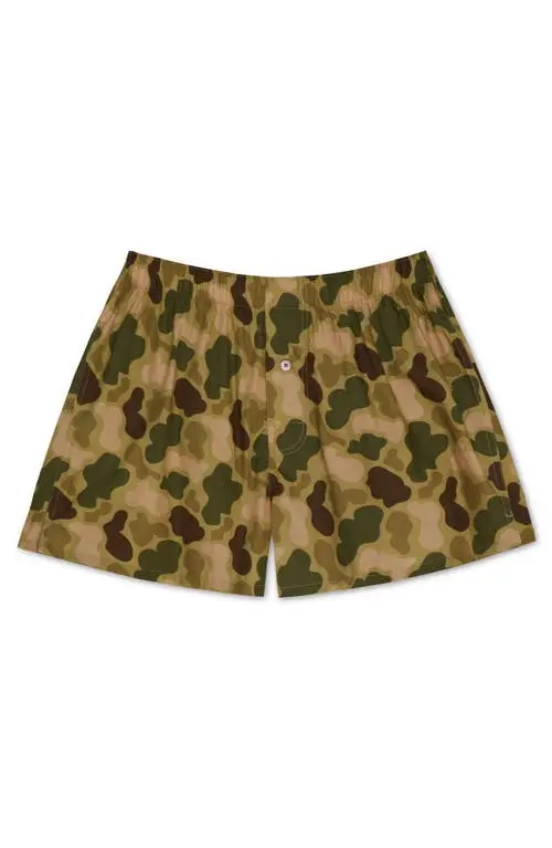 DRUTHERS NYC Organic Cotton Duck Camo Boxer Short - Olive