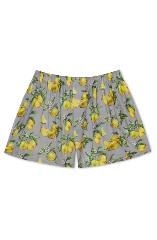 DRUTHERS NYC Organic Cotton Watercolor Lemons Boxer Short - Lavender