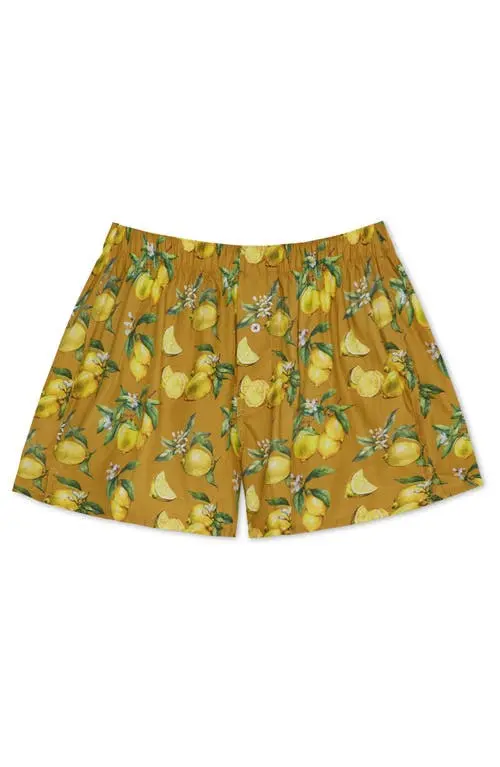 DRUTHERS NYC Organic Cotton Watercolor Lemons Boxer Short - Mustard