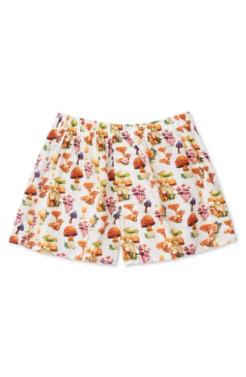 DRUTHERS NYC Organic Cotton Seb Gorey Watercolor Shrooms Boxer Short - White
