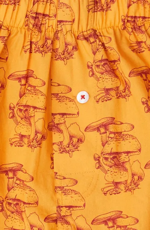 DRUTHERS NYC Organic Cotton Gorey Sketch Shroom Boxer Short - Butterscotch