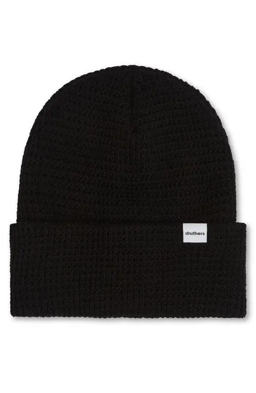 DRUTHERS NYC Organic Cotton Waffle Knit Beanie - Black