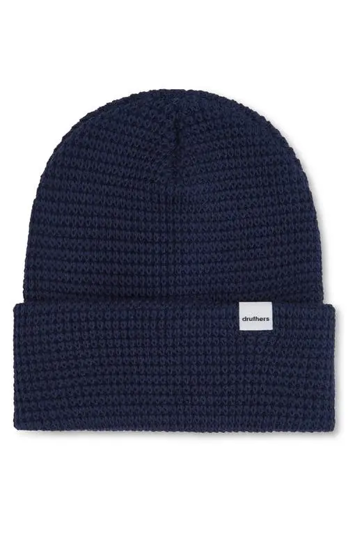 DRUTHERS NYC Organic Cotton Waffle Knit Beanie - Navy